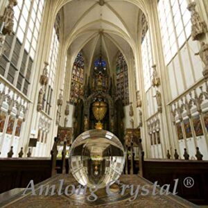 Amlong Crystal Clear Crystal Ball 150mm (6 inch) with Unicorn Stand and Gift Package for Decorative Ball, Lensball Photography, Gazing Divination or Feng Shui, and Fortune Telling Ball