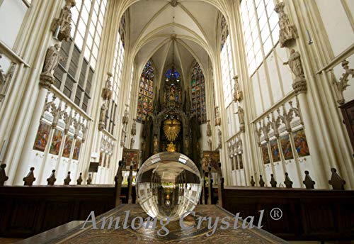 Amlong Crystal Clear Crystal Ball 150mm (6 inch) with Unicorn Stand and Gift Package for Decorative Ball, Lensball Photography, Gazing Divination or Feng Shui, and Fortune Telling Ball