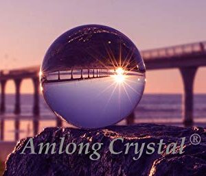 Amlong Crystal Clear Crystal Ball 150mm (6 inch) with Unicorn Stand and Gift Package for Decorative Ball, Lensball Photography, Gazing Divination or Feng Shui, and Fortune Telling Ball