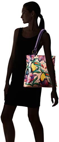 Anna by Anuschka Women's Genuine Leather Large Classic Shopper | Hand Painted Original Artwork | Tropical Toucan, One Size