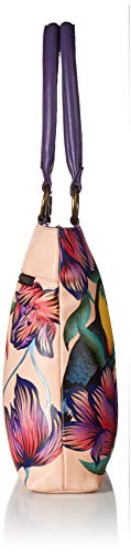 Anna by Anuschka Women's Genuine Leather Large Classic Shopper | Hand Painted Original Artwork | Tropical Toucan, One Size