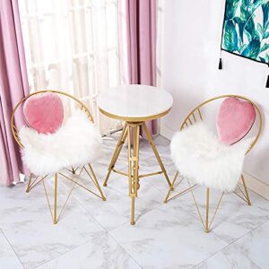 YOH Ultra Soft Faux Fur Sheepskin Seat Cushion Chair Cover Luxury White Fluffy Shaggy Area Rugs for Living Room Bedroom Makeup Table/Chair Home Stores Small Decor Carpets, 1.3 x 2 Feet