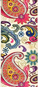 Unique Loom Estrella Collection Colorful, Paisley, Floral, Abstract, Modern Area Rug, 2 ft 7 in x 10 ft, Beige/Pink