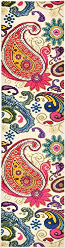 Unique Loom Estrella Collection Colorful, Paisley, Floral, Abstract, Modern Area Rug, 2 ft 7 in x 10 ft, Beige/Pink