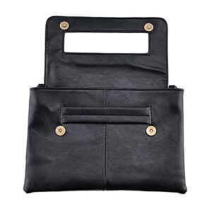 Yatemiole Womens Leather Envelope Clutch Handbag with Shoulder Strap (Black)