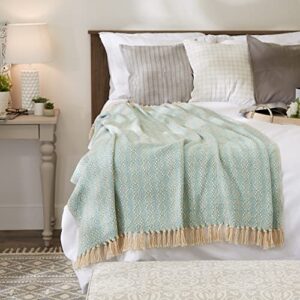 DII Diamond Stitch Woven Throw, Organic Modern, 50 x 60, Aqua