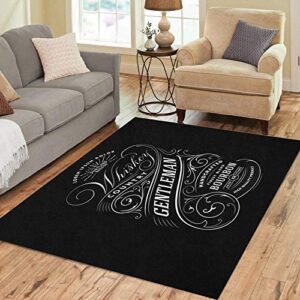 pinbeam area rug wine vintage whiskey label western bourbon script border home decor floor rug 3′ x 5′ carpet