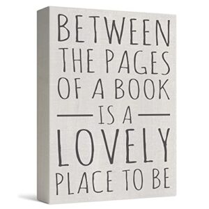 Barnyard Designs 'Between the Pages' Wooden Box Sign Motivational Desk Decor, Primitive Decor Office Desk Decorations for Women Office Bathroom Shelf Decor, Inspirational Desk Decor, 8x6