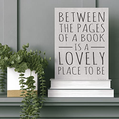 Barnyard Designs 'Between the Pages' Wooden Box Sign Motivational Desk Decor, Primitive Decor Office Desk Decorations for Women Office Bathroom Shelf Decor, Inspirational Desk Decor, 8x6