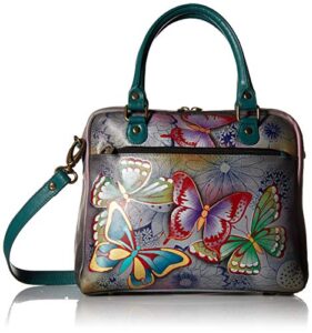 anna by anuschka women’s genuine leather medium cross body | hand painted original artwork | chic & stylish organizer | butterfly paradise