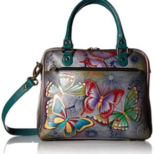 Anna by Anuschka Women’s Genuine Leather Medium Cross Body | Hand Painted Original Artwork | Chic & Stylish Organizer | Butterfly Paradise