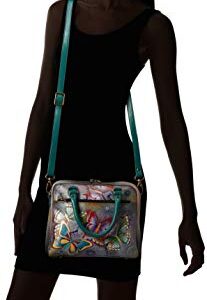 Anna by Anuschka Women’s Genuine Leather Medium Cross Body | Hand Painted Original Artwork | Chic & Stylish Organizer | Butterfly Paradise