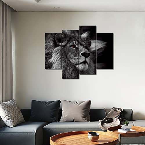 Black and White Lion Head Portrait Wall Art Painting Pictures Print On Canvas Animal The Picture for Home Modern Decoration