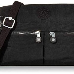 Kipling Women's New Angie Handbag, Lightweight Crossbody, Nylon Travel Bag, Black Noir