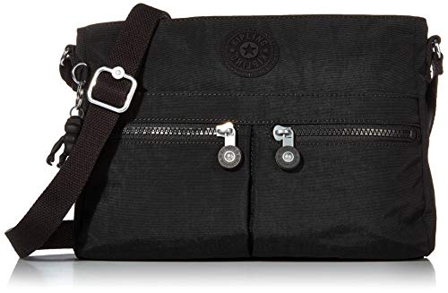 Kipling Women's New Angie Handbag, Lightweight Crossbody, Nylon Travel Bag, Black Noir