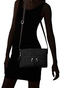 Kipling Women's New Angie Handbag, Lightweight Crossbody, Nylon Travel Bag, Black Noir