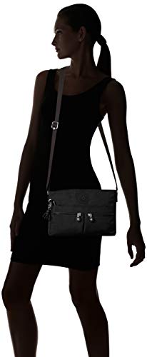 Kipling Women's New Angie Handbag, Lightweight Crossbody, Nylon Travel Bag, Black Noir