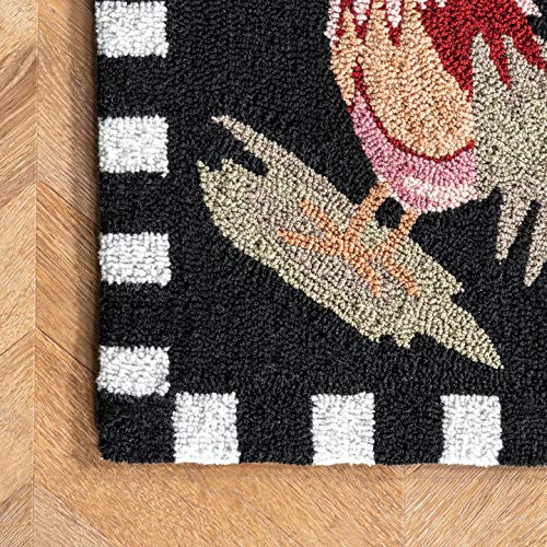 nuLOOM Farmhouse Rooster Area Rug, 3' 6" x 5' 6", Black