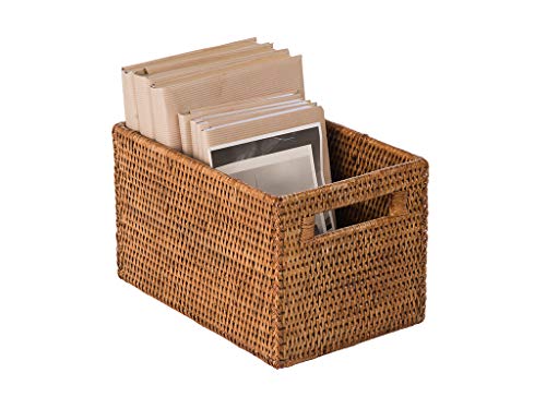 KOUBOO La Jolla Rattan Shelf Handles, Small, Honey-Brown Storage Basket,