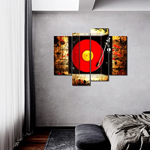 Record in Red and Buttons of Studio Wall Art Painting Pictures Print On Canvas Music The Picture for Home Modern Decoration