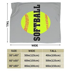 Blanket Softball Baseball in Grey Throw Blanket Ultra Soft Velvet Blanket Lightweight Bed Blanket Quilt Durable Home Decor Fleece Blanket Sofa Blanket Luxurious Carpet for Men Women Kids