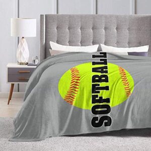 Blanket Softball Baseball in Grey Throw Blanket Ultra Soft Velvet Blanket Lightweight Bed Blanket Quilt Durable Home Decor Fleece Blanket Sofa Blanket Luxurious Carpet for Men Women Kids