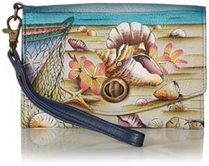 anna by anuschka women’s hand-painted genuine leather vintage wristlet clutch – caribbean dream