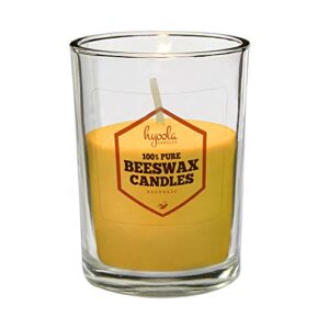 Pure Beeswax Votive Candles, 3 Pack – Yellow Unscented Decorative Candle for Party Centerpieces, Home Decor and Dinner Parties – Long Lasting Burn Time, Clear Glass Cup, 2 oz – by Hyoola