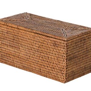 Kouboo La Jolla Rectangular Rattan Box, Honey-Brown Toilet Roll Storage Basket