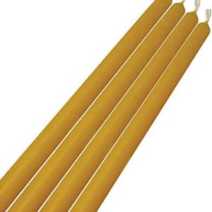 Hyoola 10 Inch Beeswax Taper Candles - 12 Pack - Handmade, All Natural, 100% Pure Unscented Bee Wax Candle - Tall, Decorative, Golden Yellow - 10 Hour Burn Time