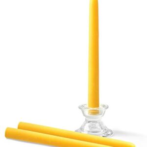 Hyoola 10 Inch Beeswax Taper Candles - 12 Pack - Handmade, All Natural, 100% Pure Unscented Bee Wax Candle - Tall, Decorative, Golden Yellow - 10 Hour Burn Time