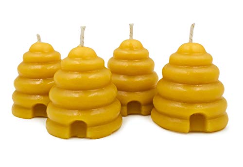 Pure Beeswax Beehive Candle Set - Shaped Votive Candles with a Natural, Light Honey Scent - Eco Friendly Home Decor, Gifts, Favors - Hand Poured in The USA by Alternative Imagination (Pack of 4)