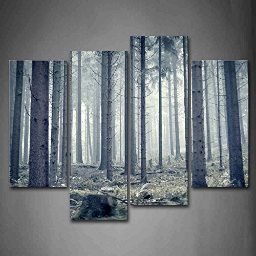 Forest Straight Trees Grass On Land Wall Art Painting The Picture Print On Canvas Landscape Pictures for Home Decor Decoration Gift