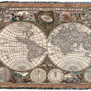 Pure Country Weavers Old World Antique Map Blanket - Fine Art Gift Tapestry Throw Woven from Cotton - Made in The USA (72x54)