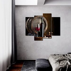 Wine and Fruit with Glass and Barrel Wall Art Painting for Kitchen Pictures Print On Canvas Food The Picture for Home Modern Decoration