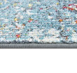 Unique Loom Baracoa Collection Bright Tones Vintage Traditional Runner Rug, 2' 7" x 10' 0", Teal/Ivory