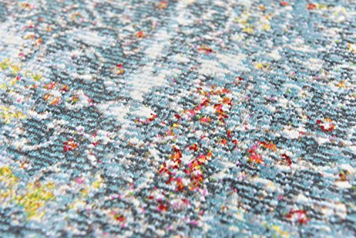 Unique Loom Baracoa Collection Bright Tones Vintage Traditional Runner Rug, 2' 7" x 10' 0", Teal/Ivory