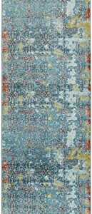 Unique Loom Baracoa Collection Bright Tones Vintage Traditional Runner Rug, 2' 7" x 10' 0", Teal/Ivory