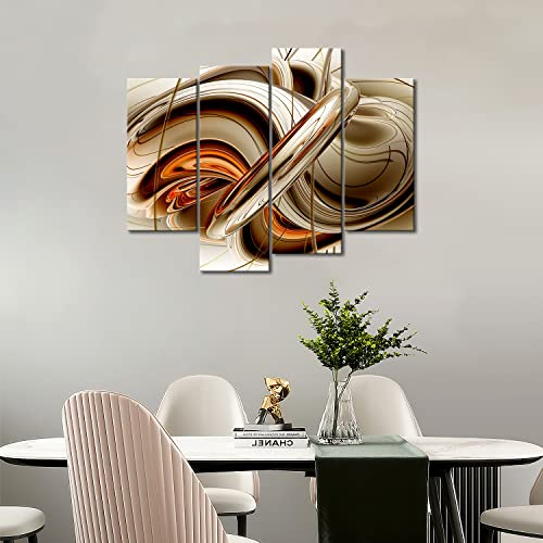 First Wall Art - Abstract Orange Brown White Lines Wall Art Painting The Picture Print On Canvas Abstract Pictures for Home Decor Decoration Gift