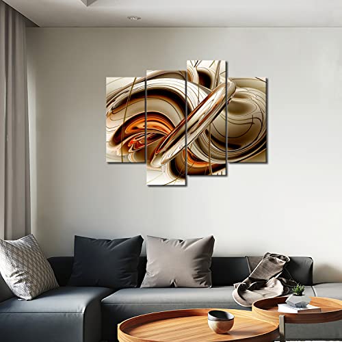 First Wall Art - Abstract Orange Brown White Lines Wall Art Painting The Picture Print On Canvas Abstract Pictures for Home Decor Decoration Gift