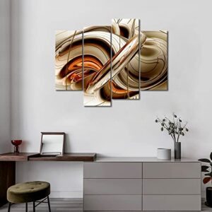 First Wall Art - Abstract Orange Brown White Lines Wall Art Painting The Picture Print On Canvas Abstract Pictures for Home Decor Decoration Gift