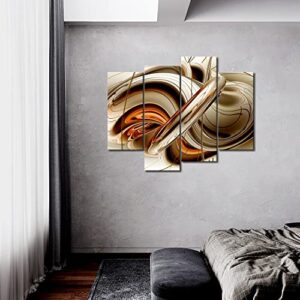 First Wall Art - Abstract Orange Brown White Lines Wall Art Painting The Picture Print On Canvas Abstract Pictures for Home Decor Decoration Gift