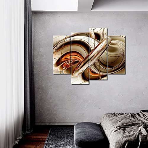 First Wall Art - Abstract Orange Brown White Lines Wall Art Painting The Picture Print On Canvas Abstract Pictures for Home Decor Decoration Gift