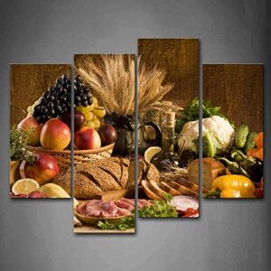 First Wall Art Modern 4 Panels Canvas Fresh Fruit On The Table Kitchen Wall Art Painting The Picture Print On Canvas Food Pictures Colorful