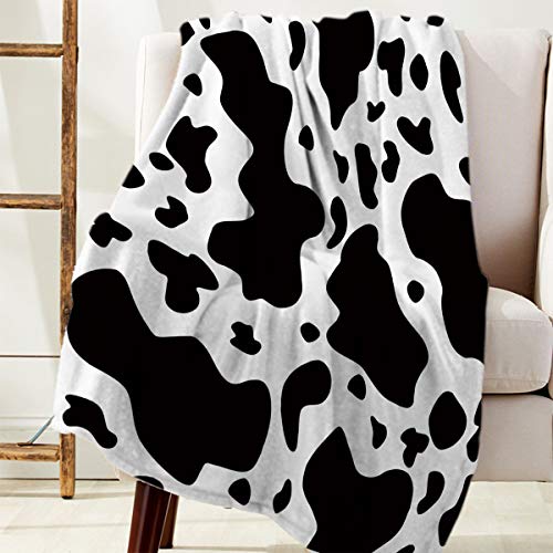 Cow Print Baby Blanket Fleece Throw Blanket for Couch Sofa Travel, Soft Fuzzy Plush Blanket, Luxury Flannel Lap Blanket, Super Cozy and Comfy for All Seasons 40" x 50"