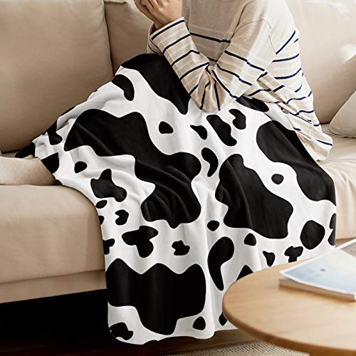 Cow Print Baby Blanket Fleece Throw Blanket for Couch Sofa Travel, Soft Fuzzy Plush Blanket, Luxury Flannel Lap Blanket, Super Cozy and Comfy for All Seasons 40" x 50"