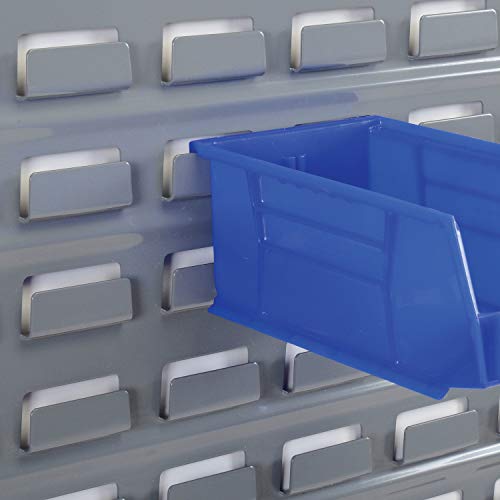 Wall Bin Rack Panel with (32) Blue Bins, 36x7x19