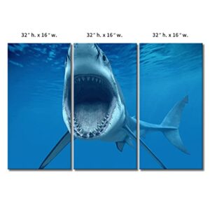 Big Shark Near Sea Surface Open Mouth in Blue Sea Wall Art Painting The Picture Print On Canvas Animal Pictures for Home Decor Decoration Gift