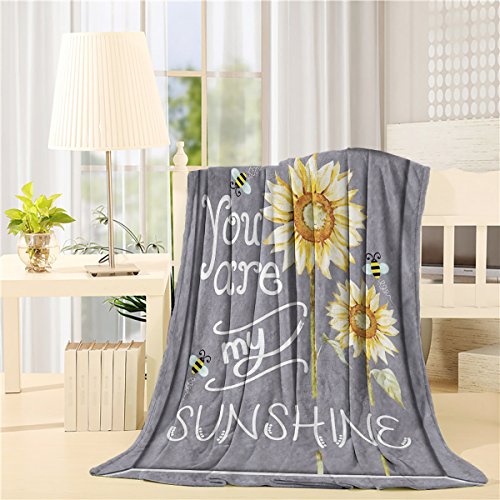 Flannel Fleece Bed Blanket 40 x 50 inch Sunflowers Throw Blanket Lightweight Cozy Plush Blanket for Bedroom Living Rooms Sofa Couch - You are My Sunshine