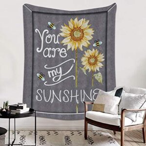 Flannel Fleece Bed Blanket 40 x 50 inch Sunflowers Throw Blanket Lightweight Cozy Plush Blanket for Bedroom Living Rooms Sofa Couch - You are My Sunshine